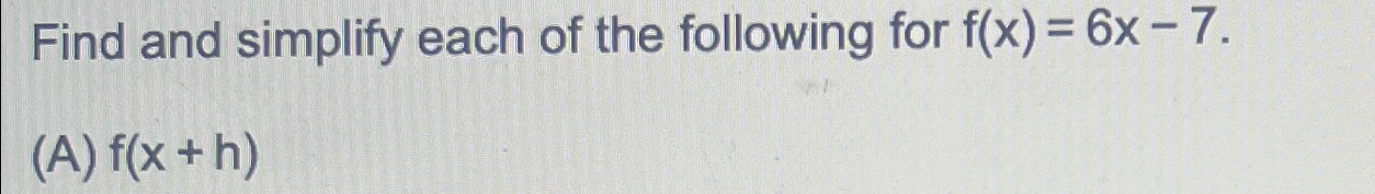 Solved Find and simplify each of the following for | Chegg.com