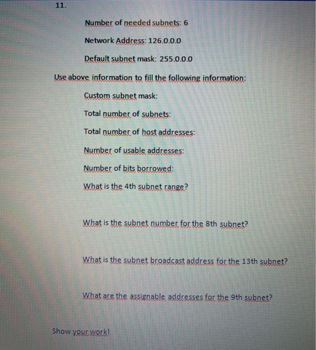 Solved Number of needed usable hosts: 8000 Network Address: | Chegg.com