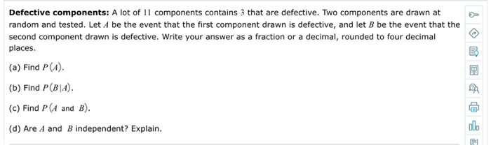 Solved Defective components: A lot of 11 components contains | Chegg.com
