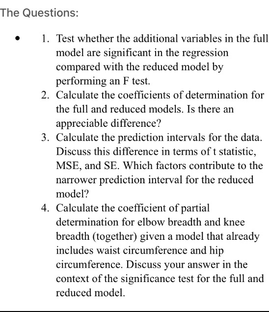 Comparing two models, a full model with 4 | Chegg.com