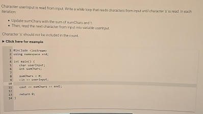 Solved Characte userincut is read trom inp, White a while | Chegg.com