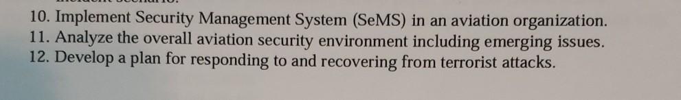 Solved 10. Implement Security Management System (SeMS) in an | Chegg.com