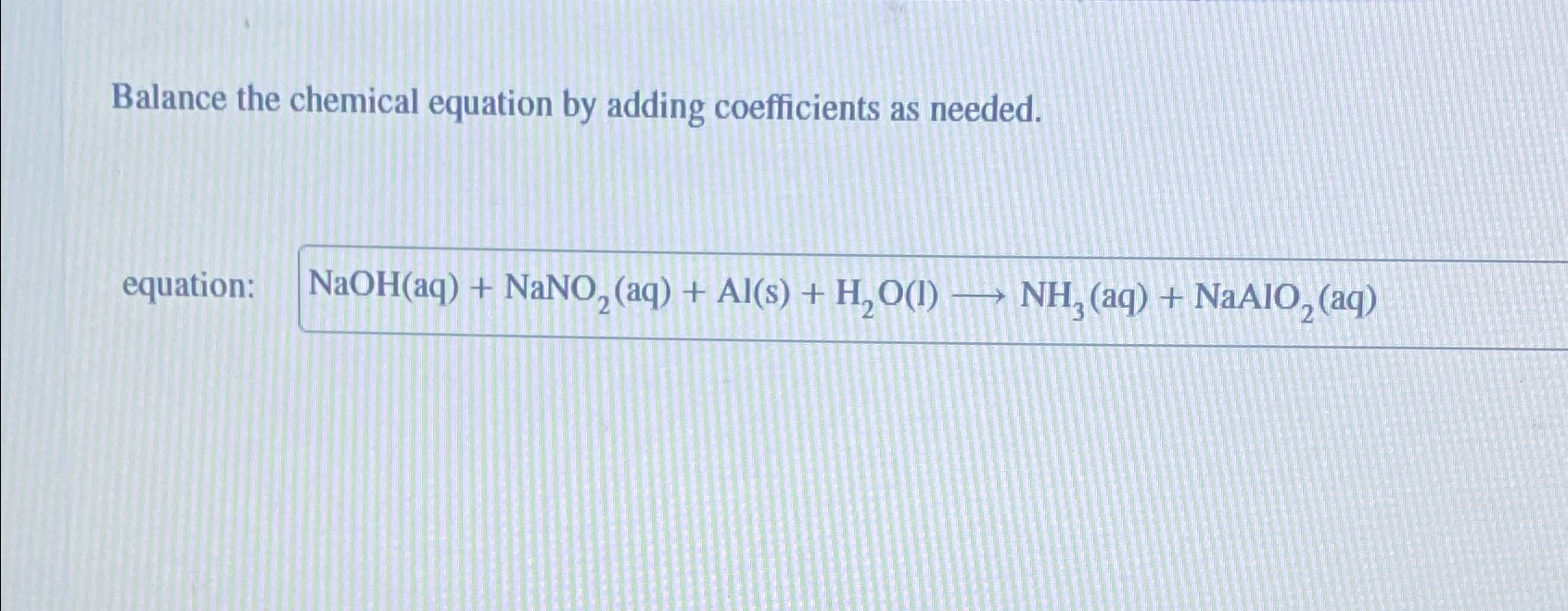 Solved Balance the chemical equation by adding coefficients | Chegg.com