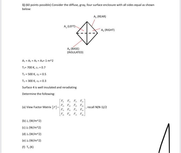 Solved 1) (60 points possible) Consider the diffuse, gray, | Chegg.com