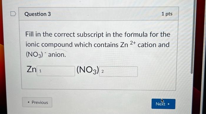 Fill In The Correct Subscript In The Formula For The