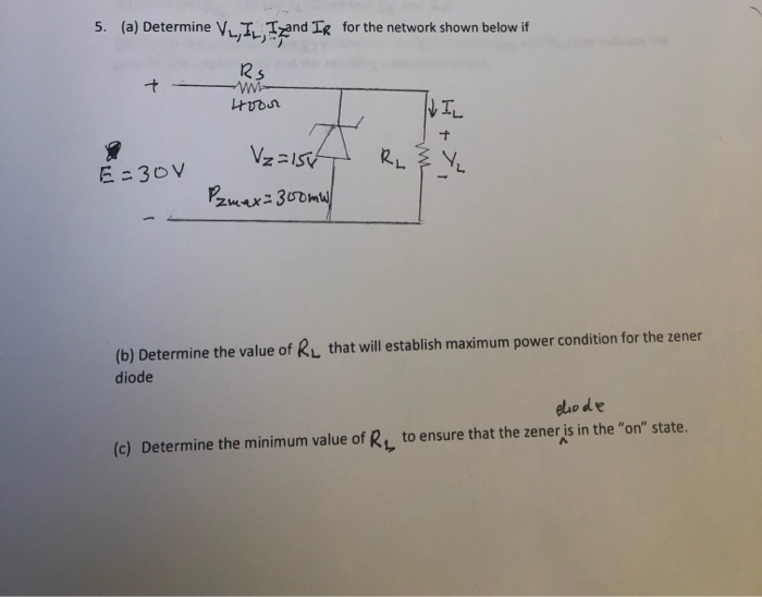 Solved 5. (a) Determine V I I and IR for the network shown | Chegg.com