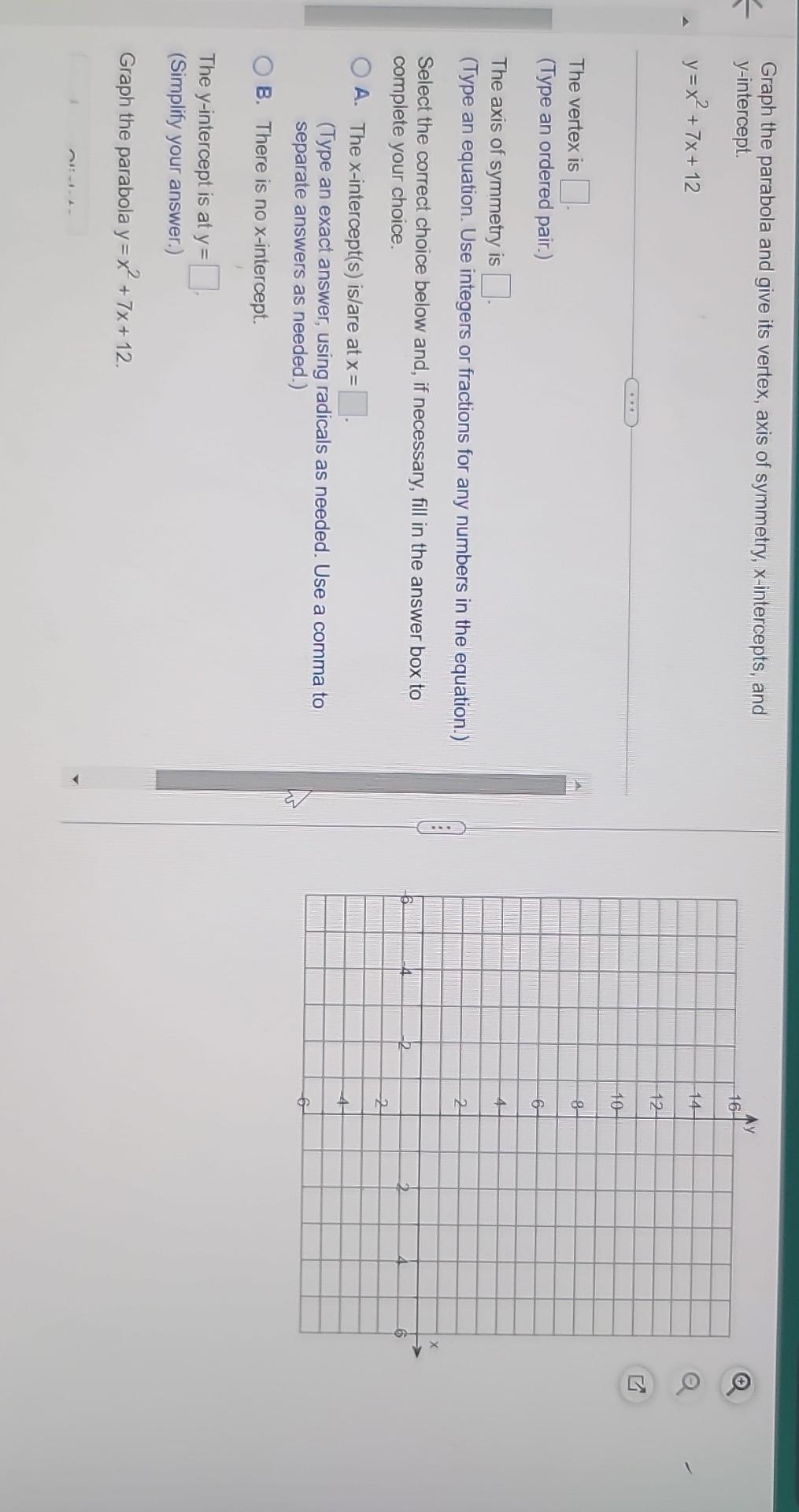 Solved Graph the parabola and give its vertex, axis of | Chegg.com
