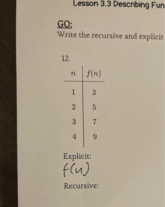 Solved GO: Write the recursive and explicit 12. | Chegg.com