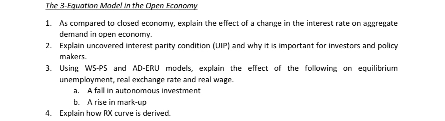 Solved The 3-Equation Model in the Open EconomyExplain how | Chegg.com