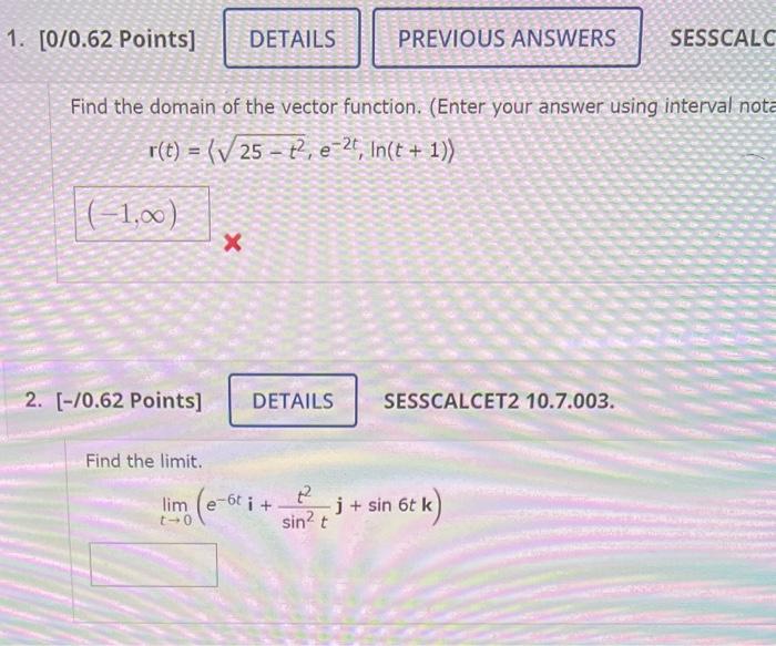 Solved Find the domain of the vector function. (Enter your | Chegg.com