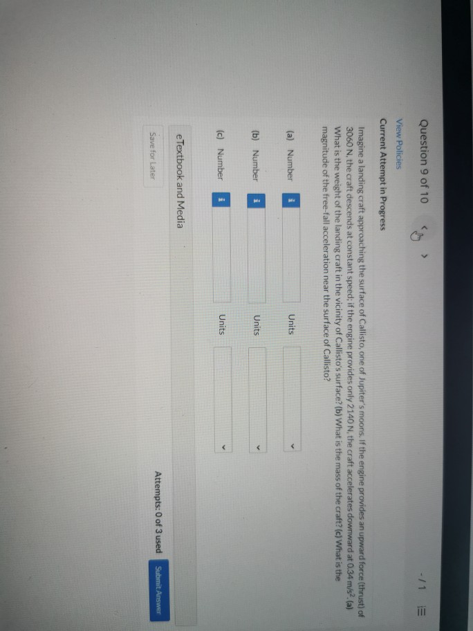 Solved Question 9 of 10 -/1 View Policies Current Attempt in | Chegg.com