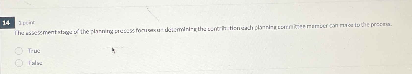 Solved 1 ﻿pointThe assessment stage of the planning process | Chegg.com