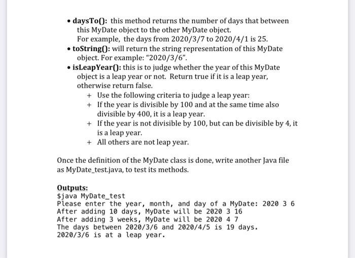 Solved Problem 2: The MyDate class (MyDate.java and | Chegg.com