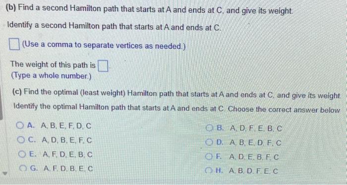 Solved For the weighted graph to the right, complete parts | Chegg.com