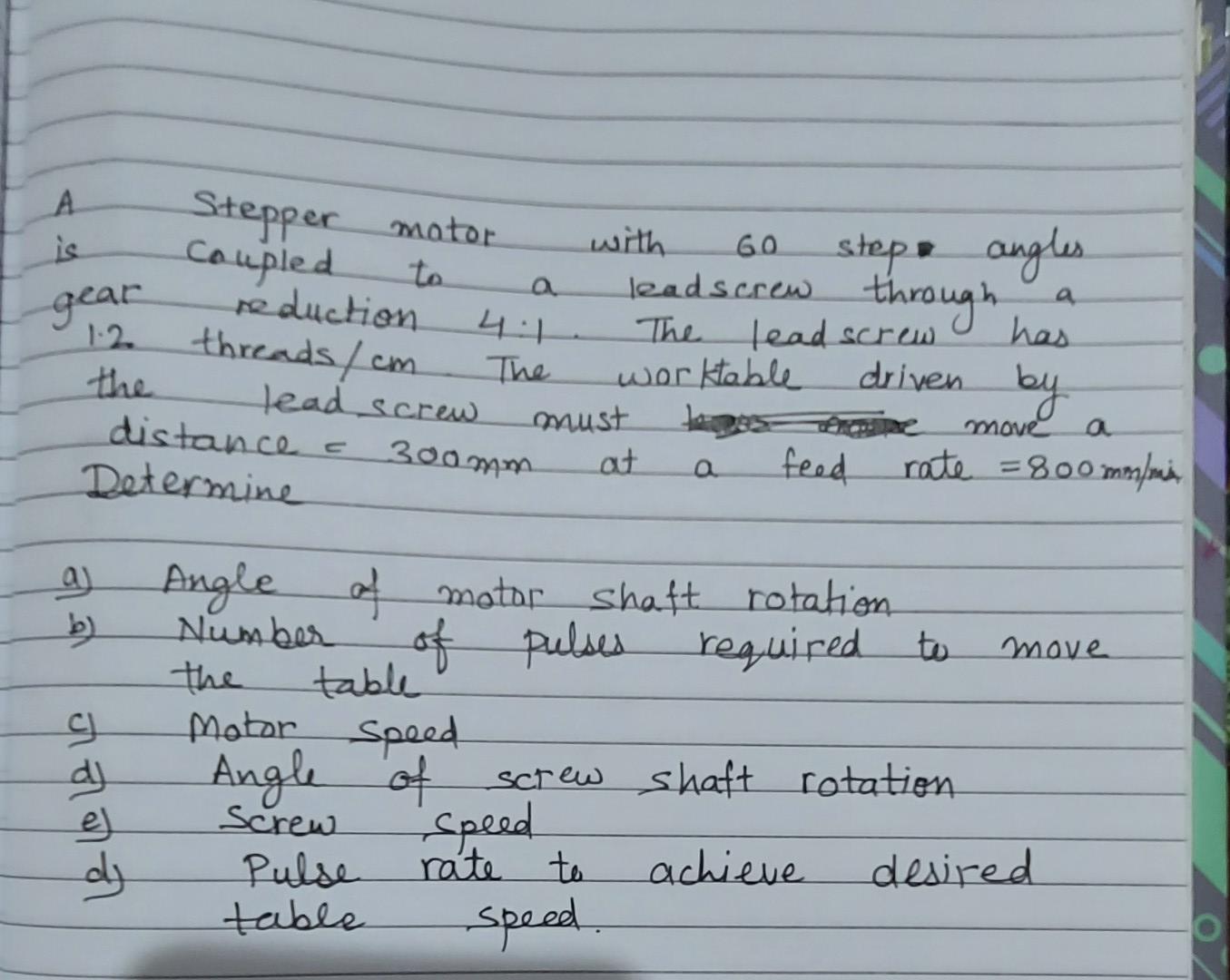 Solved A Stepper mator with 60 step angles is coupled to a | Chegg.com