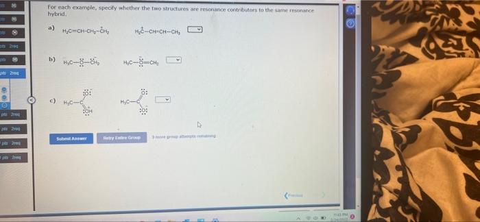 Solved For each example, specify whether the two structures | Chegg.com