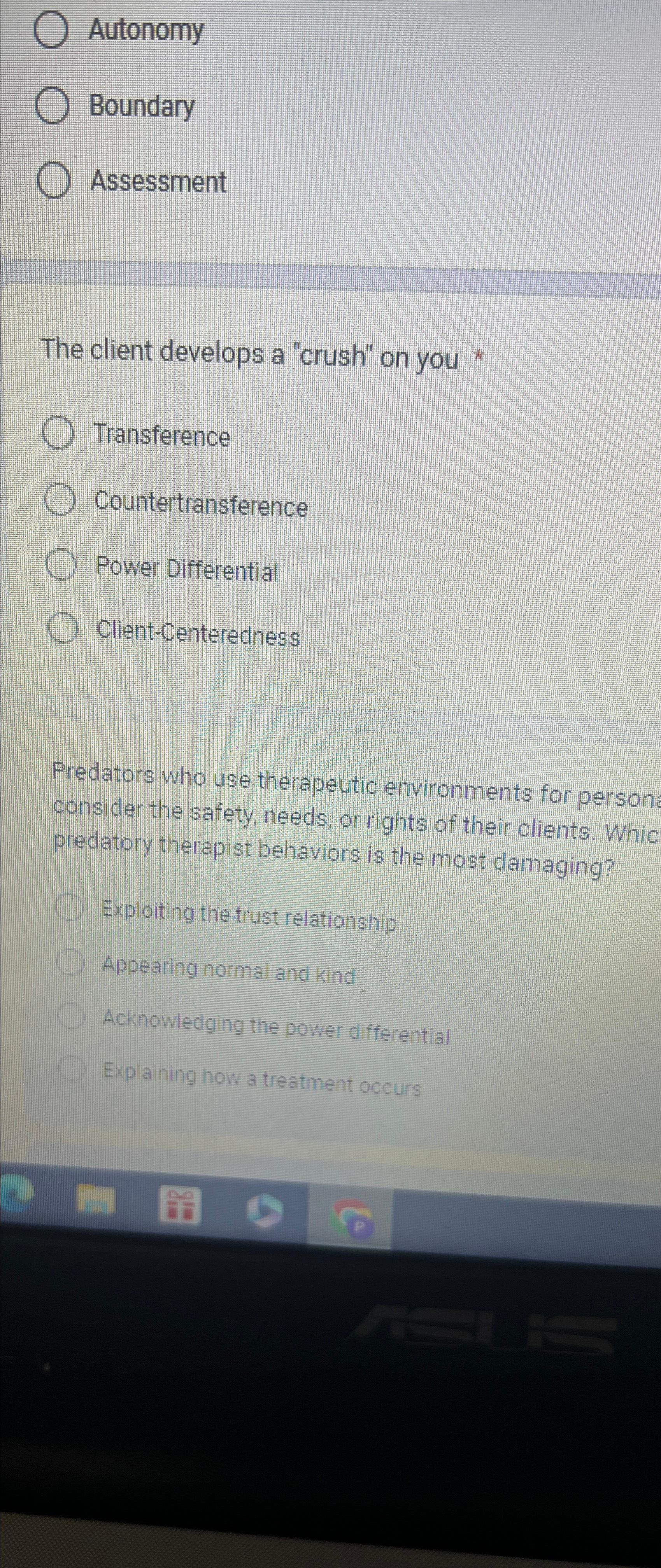 Solved AutonomyBoundaryAssessmentThe client develops a | Chegg.com