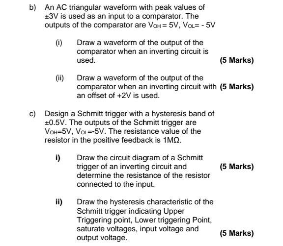 Solved b) An AC triangular waveform with peak values of +3V | Chegg.com