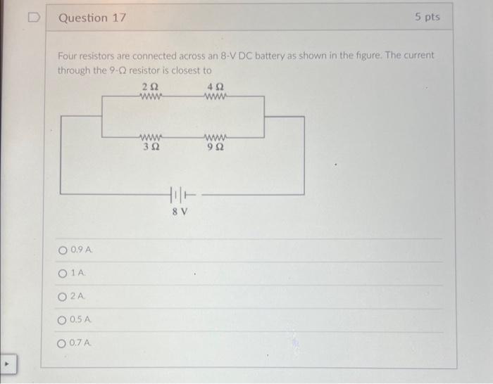 Solved Four resistors are connected across an 8-V DC battery | Chegg.com