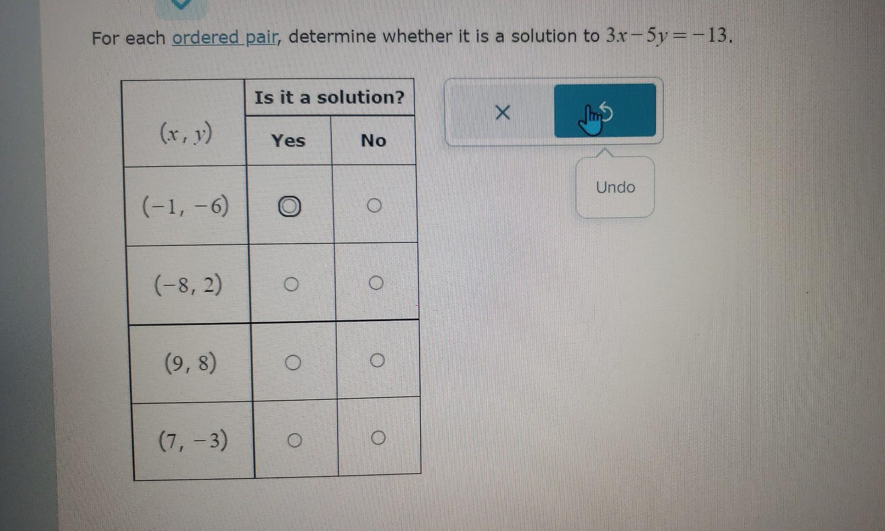 Solved For each ordered pair, determine whether it is a | Chegg.com