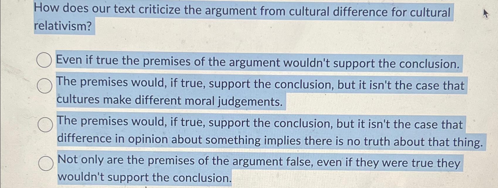 Solved How does our text criticize the argument from | Chegg.com