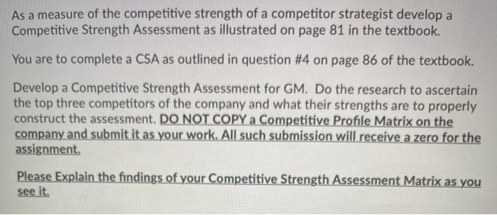 Solved As a measure of the competitive strength of a | Chegg.com