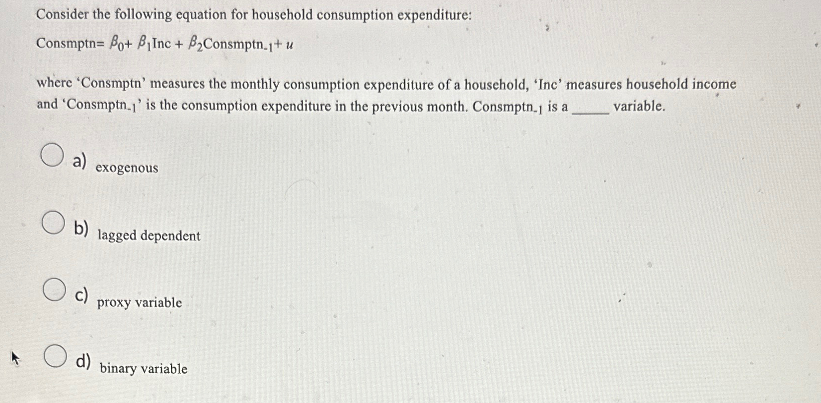 Solved Consider the following equation for household | Chegg.com
