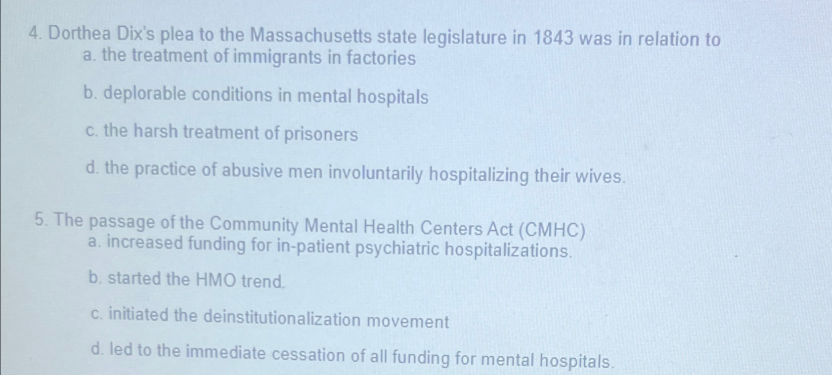 Solved Dorthea Dix's plea to the Massachusetts state | Chegg.com