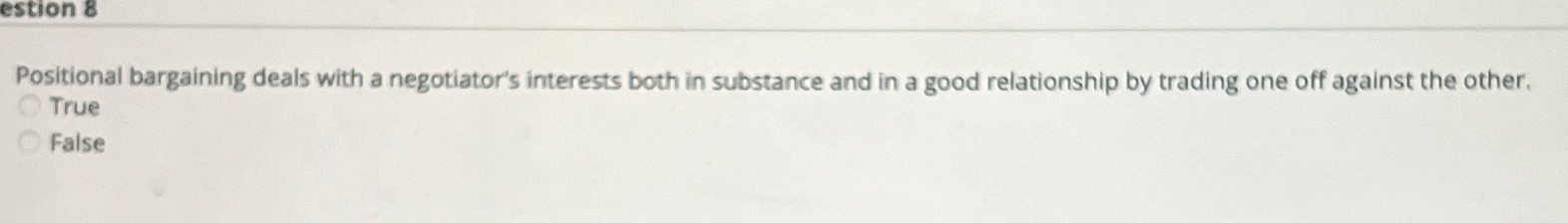 Solved Positional bargaining deals with a negotiator's | Chegg.com
