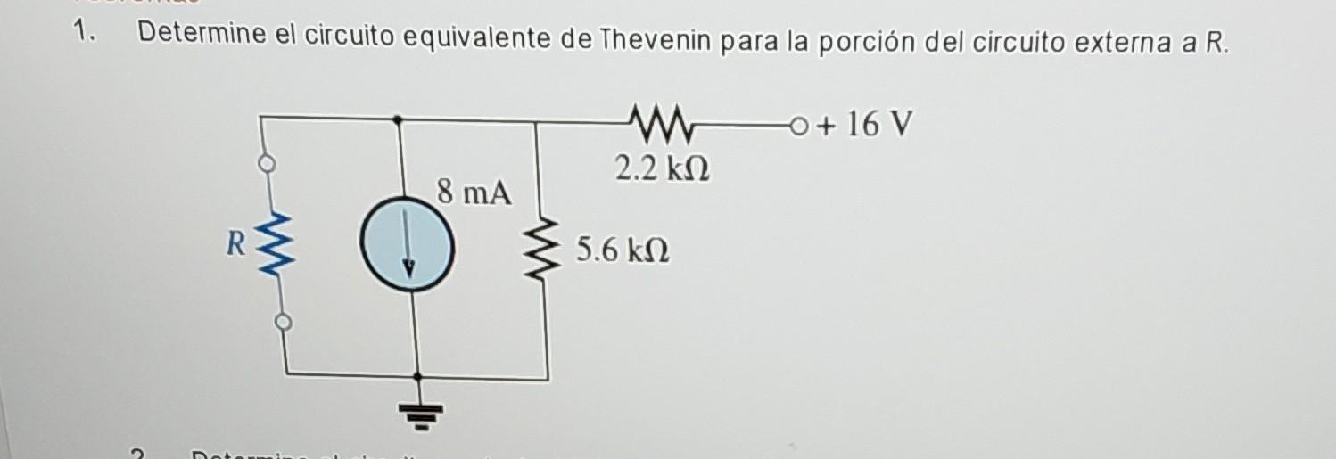 Solved 1. Determine el circuito equivalente de Thevenin para | Chegg.com