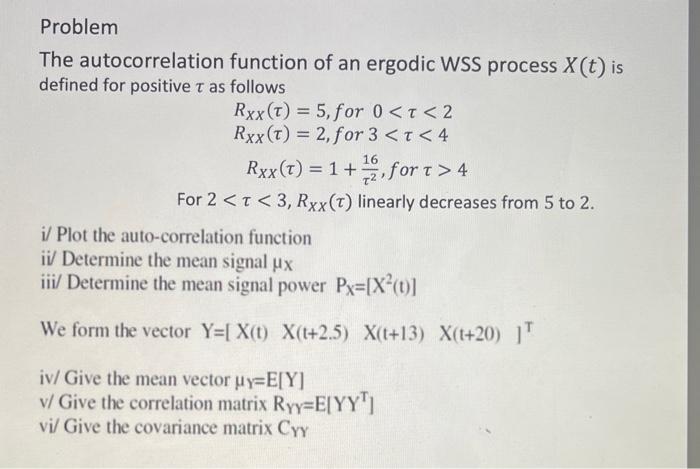 The autocorrelation function of an ergodic WSS | Chegg.com