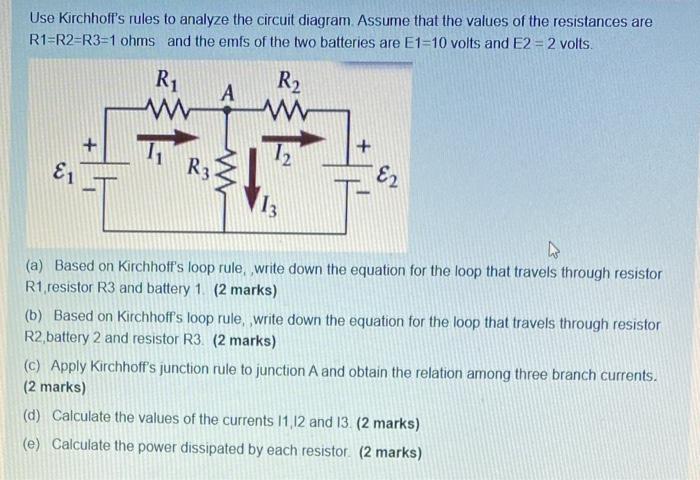 Solved Use Kirchhoff's rules to analyze the circuit diagram. | Chegg.com