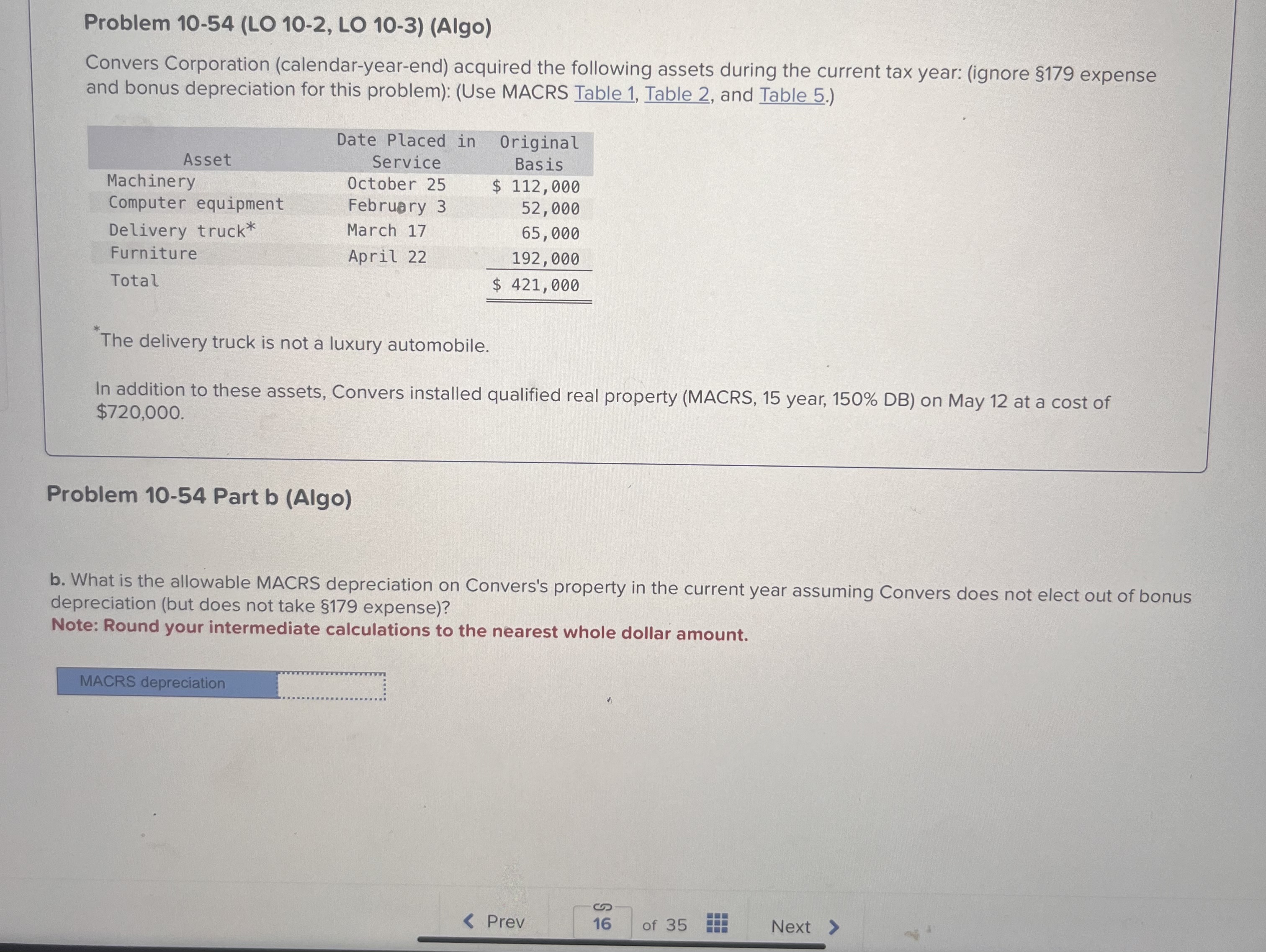 Solved Problem 10-54 (LO 10-2, ﻿LO 10-3) (Algo)Convers | Chegg.com
