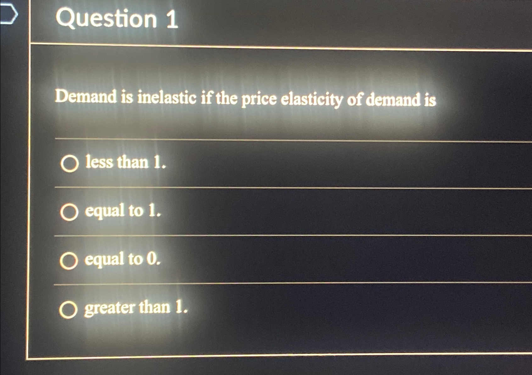 Solved Question 1Demand is inelastic if the price elasticity | Chegg.com