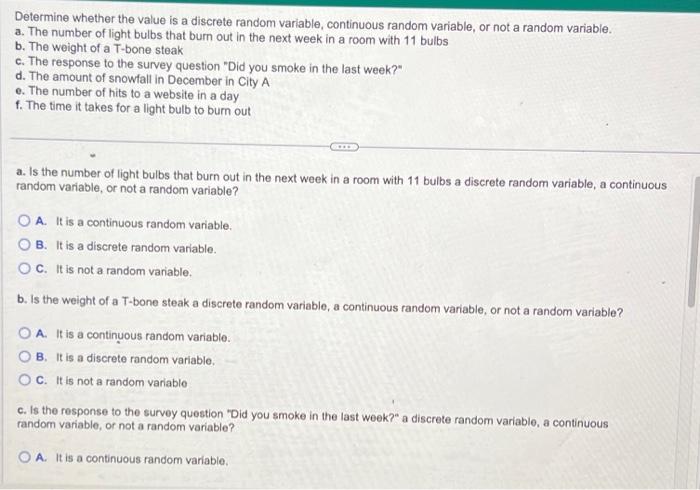 Solved Determine Whether The Value Is A Discrete Random