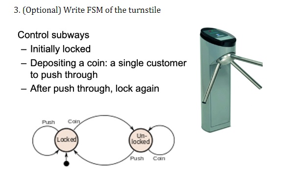 Solved (Optional) ﻿Write FSM of the turnstileControl | Chegg.com