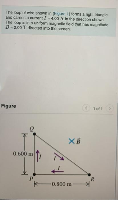 Solved The loop of wire shown in (Figure 1) forms a right | Chegg.com