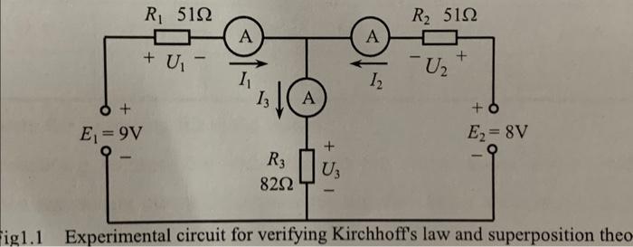 Solved ig1.1 Experimental circuit for verifying Kirchhoff's | Chegg.com