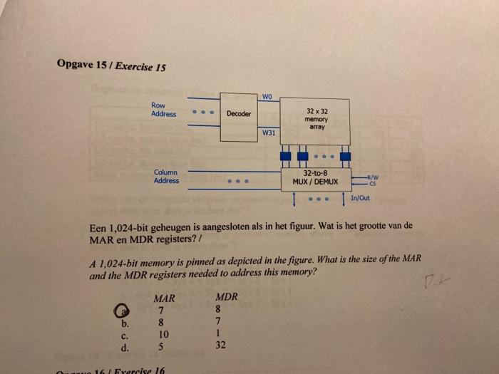 Solved Opgave 15/ Exercise 15 WO Row Address Decoder Decoder | Chegg.com