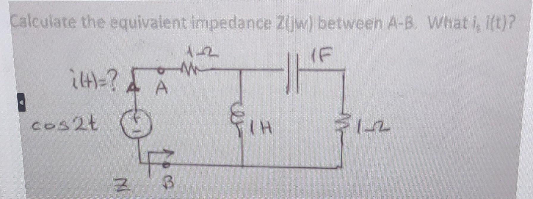 Solved Calculate the equivalent impedance Z(jw) between A−B. | Chegg.com