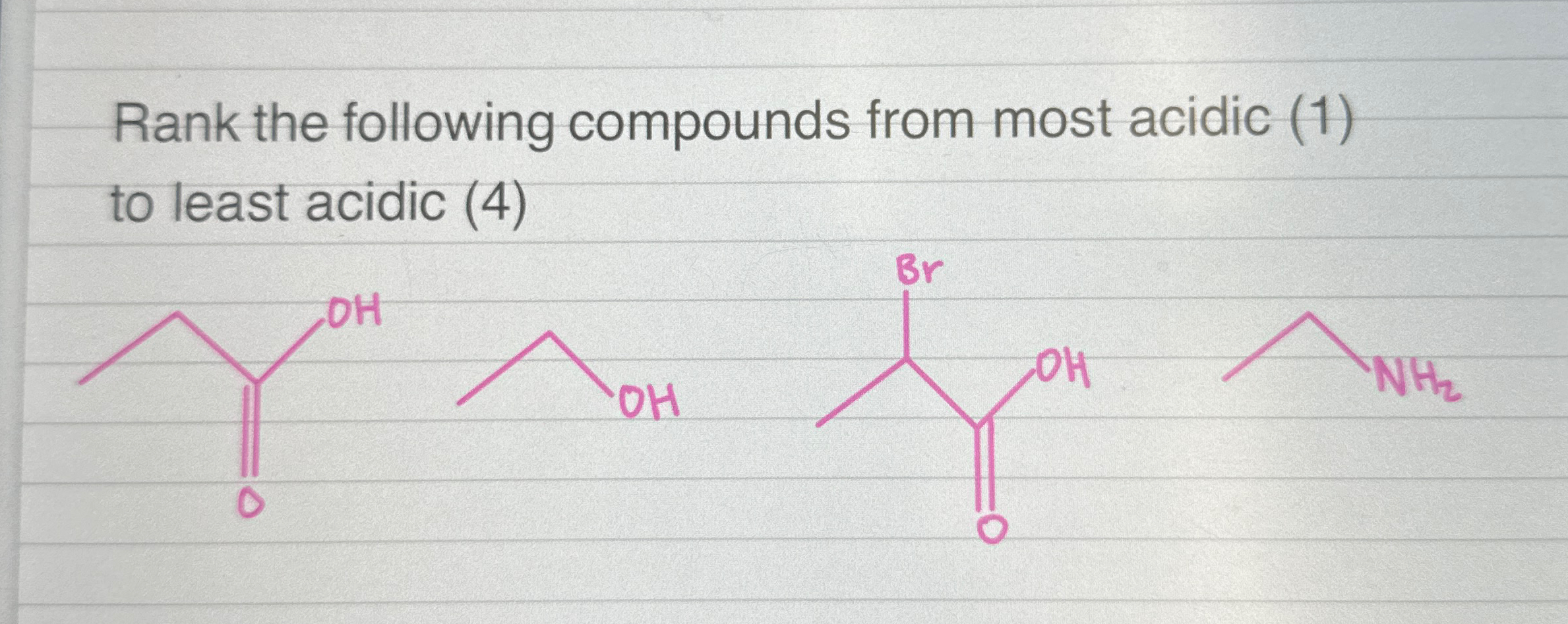 Solved Rank the following compounds from most acidic (1) ﻿to | Chegg.com