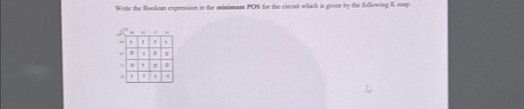 Solved Write The Boolean Expression In The Minimum Pos For 