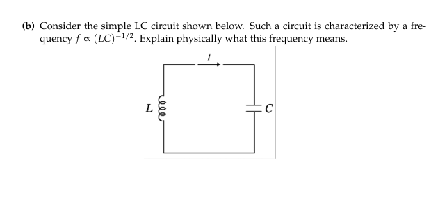 Solved (b) ﻿Consider the simple LC ﻿circuit shown below. | Chegg.com