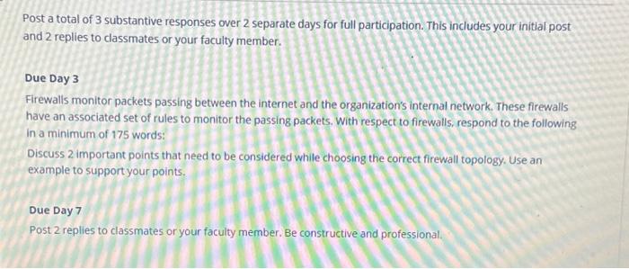 Solved Post a total of 3 substantive responses over 2 | Chegg.com