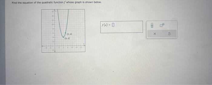 Solved Find the equation of the quadratic function f whose | Chegg.com