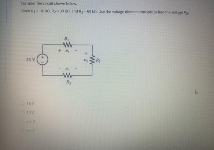Solved Consider the circuit shown below. Given R1 - 10kO, R2 | Chegg.com