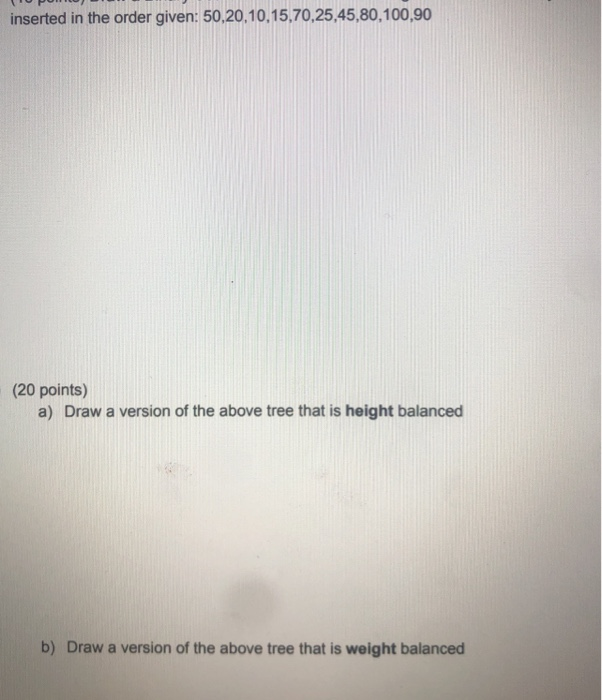 Solved Draw the following tree that is height balanced and | Chegg.com