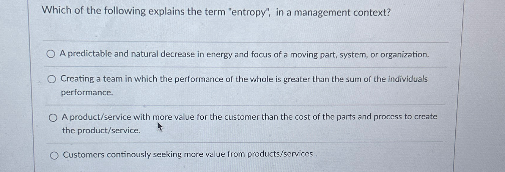 Solved Which of the following explains the term "entropy", | Chegg.com