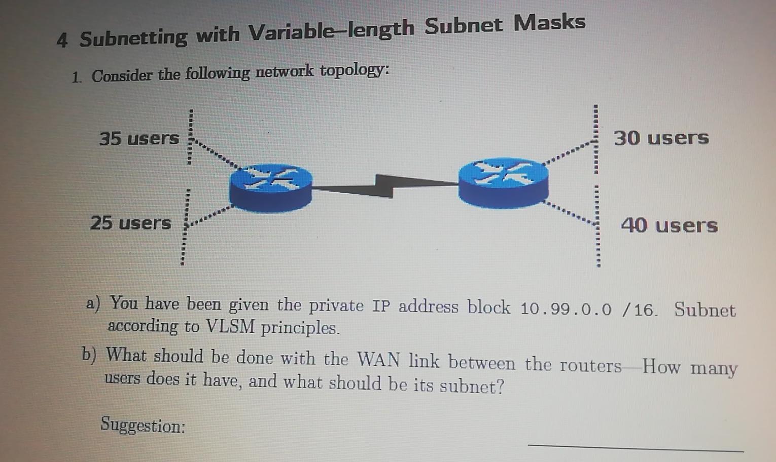 Solved 4 Subnetting with Variable-length Subnet Masks 1. | Chegg.com