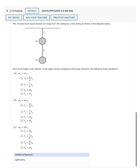 Solved 8. (-/3 points) DETAILS OSCOLPHYS2016 4.5.WA.036. MY | Chegg.com Solved 8. (-/3 points) DETAILS OSCOLPHYS2016 4.5.WA.036. MY | Chegg.com
